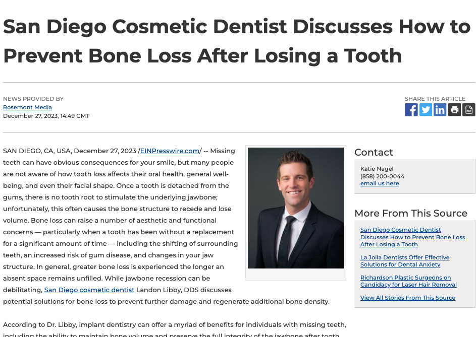 San Diego Cosmetic Dentist Reveals How to Prevent Bone Loss